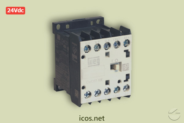 Mini Contactor Weg CWC07 24Vdc - 03 Contactos NA y 01 Auxiliar NA